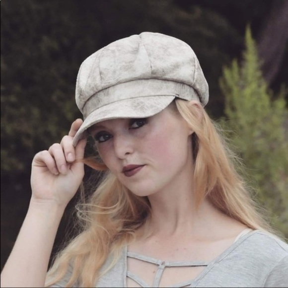 Accessories | Taupe Cracked Vegan Leather Conductors Hat | Poshmark